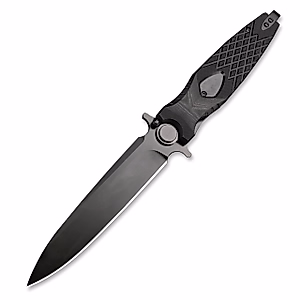 Large Flipper Assisted Opening Pocket Knife, 5‘’ D2 Steel Folding Knife with G10 Handle and Liner Lock, for EDC Survival Camping Hiking(Black)