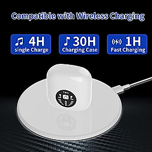 M.TADPOLE Wireless Earbuds Bluetooth 5.1 Smart Touch TWS Semi-in-Ear Sports Stereo Bluetooth Headphones, LED Power Display (White)