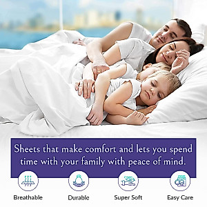 4 PCs RV Sheet Set, 30x80 Bunk, RV Bed Sheets for Campers, RV's & Travel Trailers/Cot Size/Guest Bed Fit Mattress up to 10" deep Motorhome RV Camping Sheet Aqua Blue, Cotton Cot Sheet