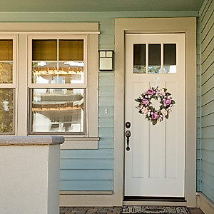 Floral Wreath Classic Flowers for Home Room Garden Lintel Decoration,Door Decorations Hanging for Christmas Party,13 Inch Wreath (Purple Peony)