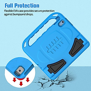 BMOUO Kids Case for iPad 10th Generation 10.9 inch 2022 - with Built-in Screen Protector, Shockproof Light Weight Covertible Handle Stand 2022 iPad 10th Generation Case for Kids Toddlers Girls, Blue