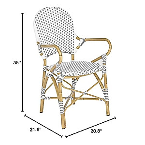 Safavieh Outdoor Collection Hooper Grey/White/Light Brown Stacking Bistro Arm Chair (Set of 2)