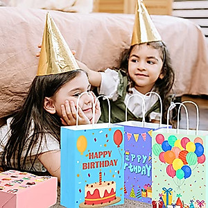 GITMIWS 24Pcs Birthday Gift Bags with Handles - 8.7" Small Paper Bags, Favor Bags, Goody Bags, Goodie Bags, Party Bags for Kids Birthday