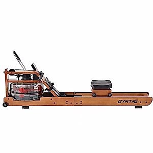 GYMTIME Water Rowing Machine for Home Gym Fitness, Classic Solid Wood Rower Machine with LCD Monitor for Cardio Training Whole Body Exercise Indoor Fitness Sports Training Equipment