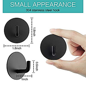 Adhesive Hooks, Sticky Hook Made of 304 Stainless Steel, Super Sticky Nail-Free Wall Hooks for Hanging Coats and Towels, 5 Packs, LIISKY(Black)