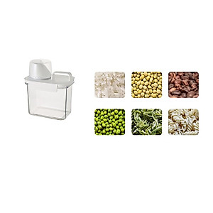 Frianchlly 2PCS Airtight Food Storage Containers measuring Cup,Plastic Dry Food Canisters for Kitchen Pantry Organization and Storage, One handed Leak Proof Lids White.