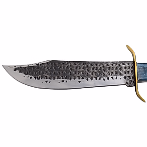 Wild Turkey Handmade 15'' Fixed Blade Hunting Knife w/Leather Sheath (Blue)