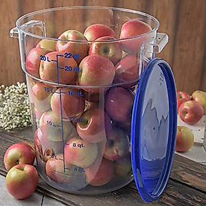 Carlisle FoodService Products Storplus Round Food Storage Container with Stackable Design for Catering, Buffests, Restaurants, Polycarbonate, 22 Quarts, Clear, (Pack of 6)