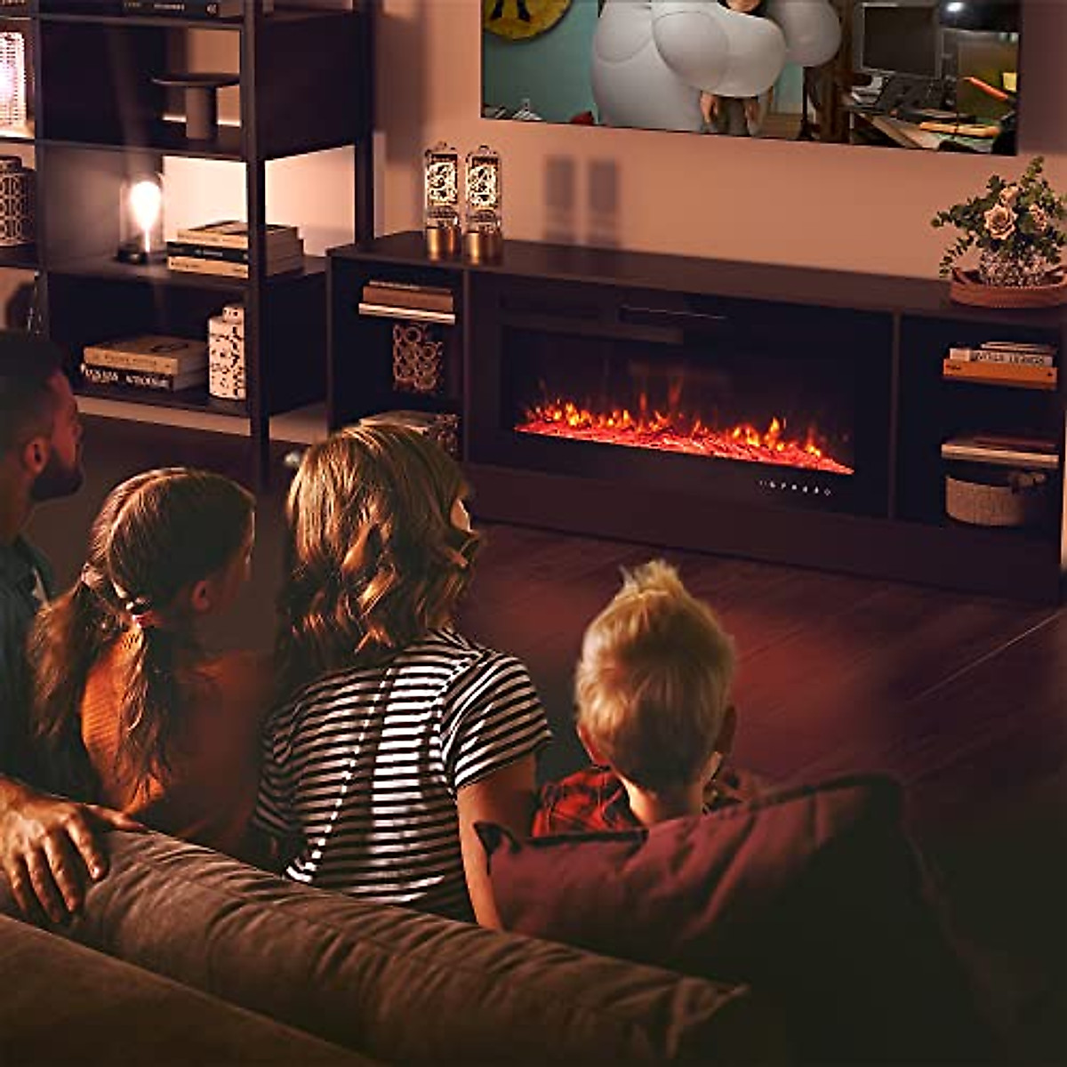 36" Electric Fireplace Inserts Wall Mounted Fireplace with [3D Flame] [Wall Mounted] [Remote Control] for The Living Room Bedroom Indoor, Black
