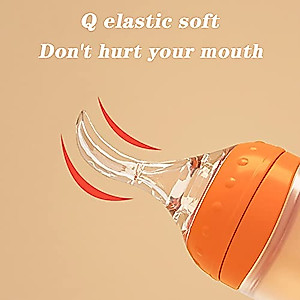 Silicone Baby Food Dispensing Spoon, Baby Food Feeder with Standing Base for Infant 4+Months Dispensing and Feeding,Travel Essentials (Orange)