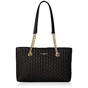 Karl Lagerfeld Paris womens Karolina Chain Tote Bag, Blk/Gold, One Size US