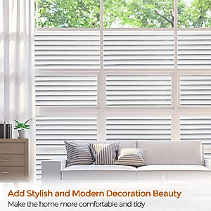 bofeifs Window Privacy Film Frosted Glass Window Film Non Adhesive UV Blocking Decorative Window Coverings for Home Office Meeting Room (Static Cling, Removable, Blinds Pattern) 35.6 x 78.7 inches