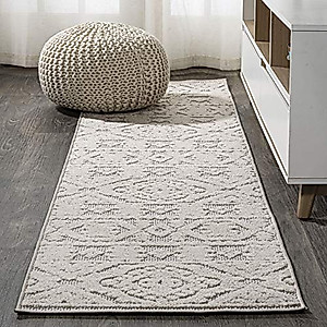 JONATHAN Y SBH102A-28 Citta High-Low Pile Mediterranean Tile Indoor Outdoor Area-Rug Bohemian Contemporary Geometric Easy-Cleaning Bedroom Kitchen Backyard Patio Porch Non Shedding, 2 X 8, Beige