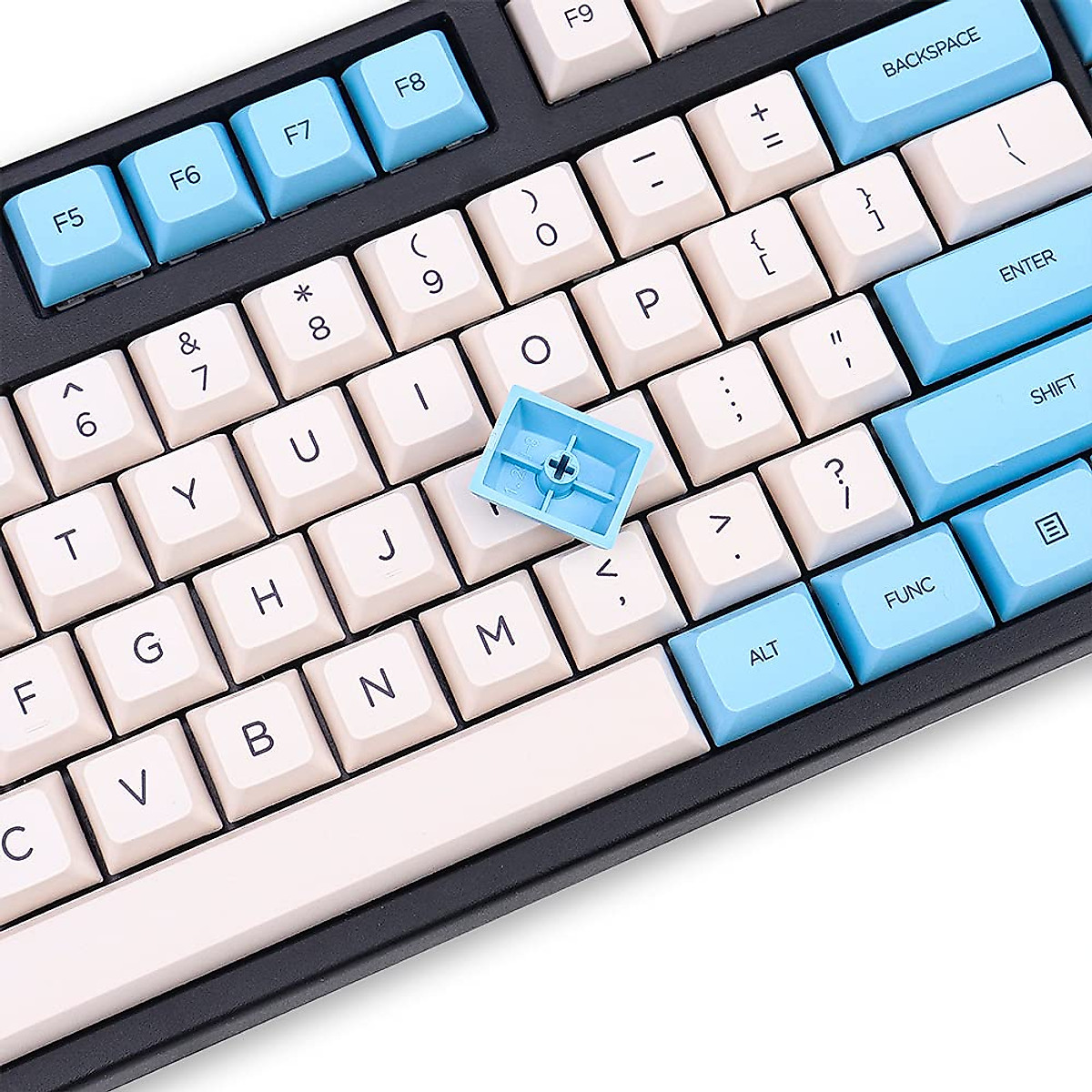 108 Keys PBT Keycap XDA Profile DYE-SUB Personalized Blue and White Keycaps Compatible with Filco/Ducky/Ikbc for Mechanical Gaming Keyboard