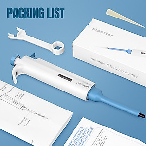 Cekegon Adjustable Pipette, Lab Micropipette, Accurate Single-Channel Pipettor with Pipette Tips (100-1000ul)