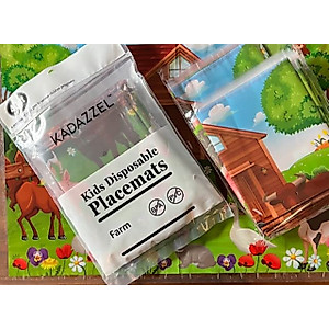 Kadazzel Disposable Place Mats, 40 Fun Farm Animal Disposable Sanitary Baby Toddler Sticky Mat