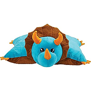 Pillow Pets Triceratops Blue Dinosaur, 18" Stuffed Animal Plush Toy