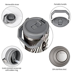 WITHSBKK 30oz Car Cup Black And White Tiger Printed with Portable, Stainless Steel Travel Mug, Vacuum Insulated Tumbler And Straw, Leakproof for Car & Outdoor, UV Printed Design