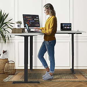 AVLT 47" Electric Standing Desk (3 ft 11 inches) L Shaped Sit Stand Desk Height Adjustable with Swappable Mid Foot Design - 3 Leg Motorized Corner Desk - Frame Only - Black