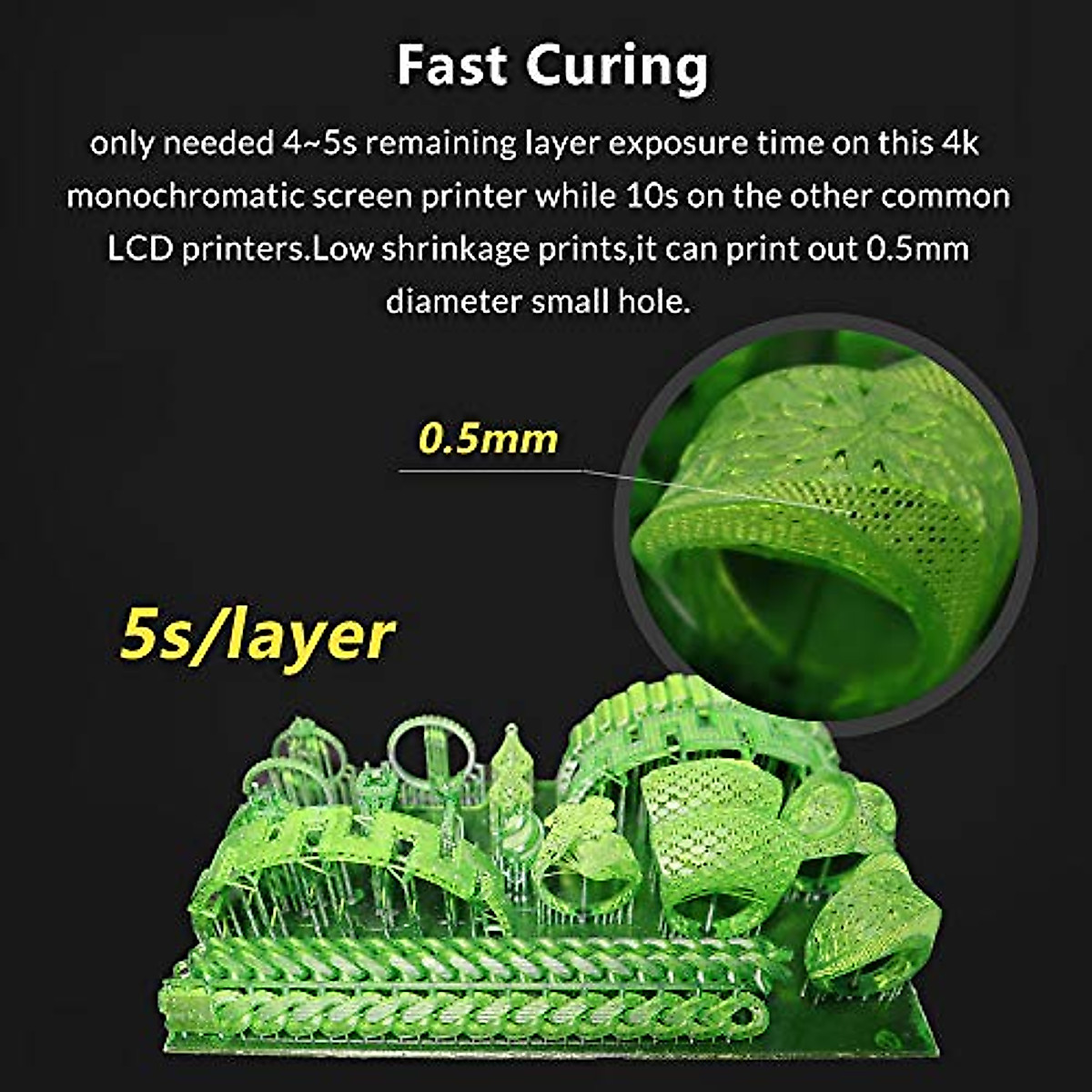 IFUN Jewelry Casting Resin for LCD 3D Printer Lost Wax Dental Casting UV-Curing Resin 405nm-Easy to Print- High Resolution Photosensitive Castable Resin Liquid- Bright Green 500ml