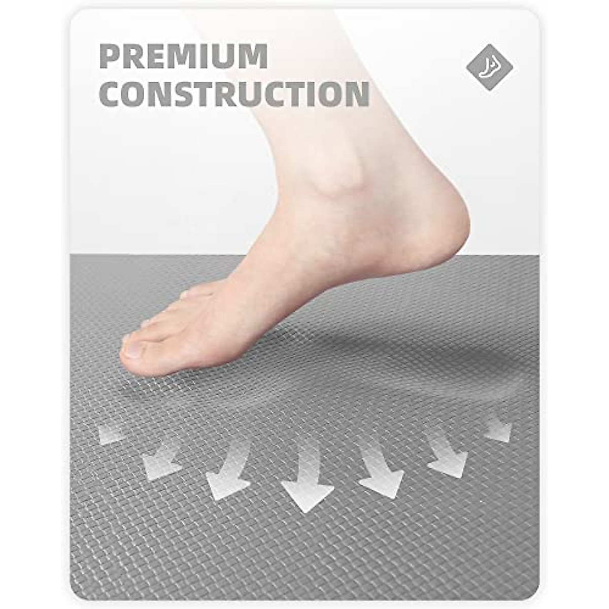 Color G Kitchen Rugs Set 2 Piece Kitchen Runner, Floor Mat, Cushioned Anti Fatigue Non Skid Waterproof Comfort Standing Kitchen Rug, 17"x29"+17"x59", Grey