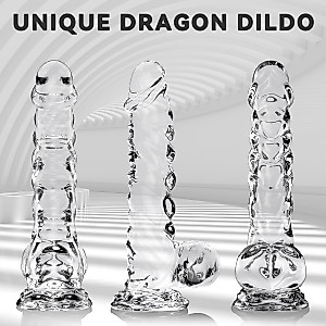 9 Inch Realistic Dildo Sex Toys - Clear Dildos Adult Toy with Suction Cup Hands Free for G Spot Anal Stimulation, Silicone Thick Penis for Women Men, Adult Toys for Beginner and Couple