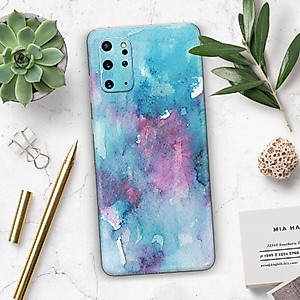 DesignSkinz Teal to Pink 434 Absorbed Watercolor Texture Protective Vinyl Decal Wrap Skin Cover Compatible with The Samsung Galaxy S20 (Screen Trim & Back Glass Skin)