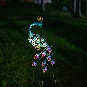 Solar Garden Lights Outdoor, Garden Solar Lights Pathway Outdoor, Solar Garden Lights Metal Peacock Garden Stake, for Pathway Walkway Lawn Patio Yard Garden Decorations