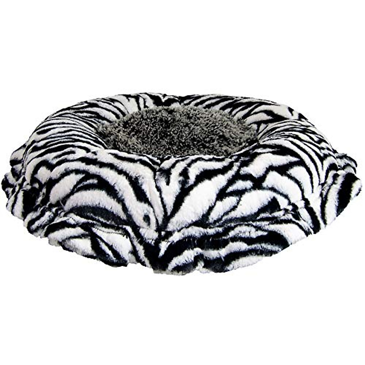 Bessie and Barnie Ultra Plush Zebra/ Midnight Frost Deluxe Luxury Shag Dog/Pet Lily Pod Bed Machine Washable