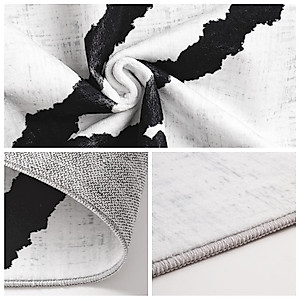 YIHOUSE Modern Abstract Washable Rugs 6x9, Non Slip Soft Black and White Wave Rug, Thin Geometric Minimalist Striped Rug, Stain Resistant Swirl Area Rug for Living Room,Office