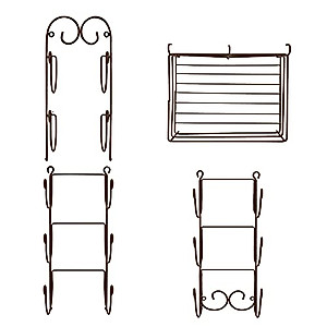 Wall Mount Metal Wire Towel Storage Shelf Organizer Rack Holder with 9 Compartments, Shelves for Bathroom Towels Towel Rack Holder Wall Mount Towel Holder Towel Rack Towel Rack Organizer Brown