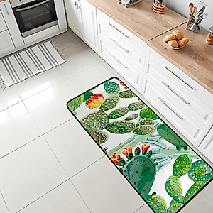 Baegutly Doormat Floor Mat Cactus Tropical Green Plants Floral Flowers Long Kitchen Mat 72inchx24 inch Area Rug Runner for Kitchen Cooking