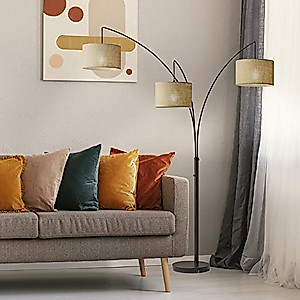 LHLYCLX Arc Lamps for Living Room, Multi Head Tree Floor Lamp for Bedroom, 3 Lights Standing Lamps Hanging Over The Couch (Black)