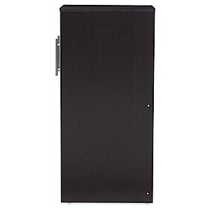 Baxton Studio Lindo Wood Bookcase with Two Pulled Out Doors Shelving Cabinet, Dark Brown