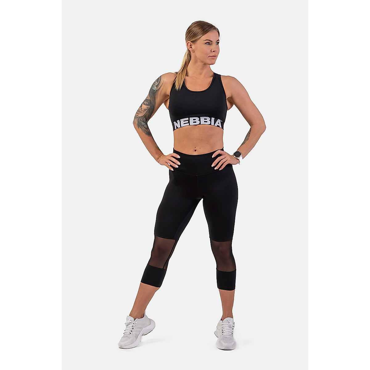 NEBBIA Medium Impact Cross Back Sports Bra 410 Black