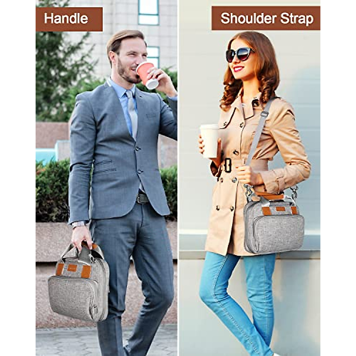 Amersun Bible Cover for Women, Men and Girl with Shoulder Strap - Roomy Bible Case with Multi-Pocket - Bible Tote Bag for Women,Girls(Grey)