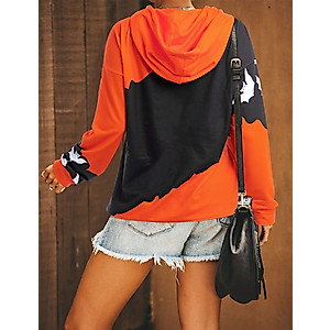 KIDDAD It's Just A Bunch of Hocus Pocus T-Shirt Women Halloween Sanderson Sisters Long Sleeve Crewneck Casual Pullover Tops Black Orange