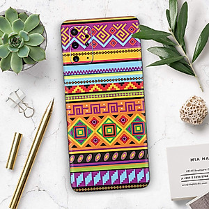 DesignSkinz Vector Gold & Purple Aztec Pattern V32 Protective Vinyl Decal Wrap Skin Cover Compatible with The Samsung Galaxy S20 (Screen Trim & Back Glass Skin)