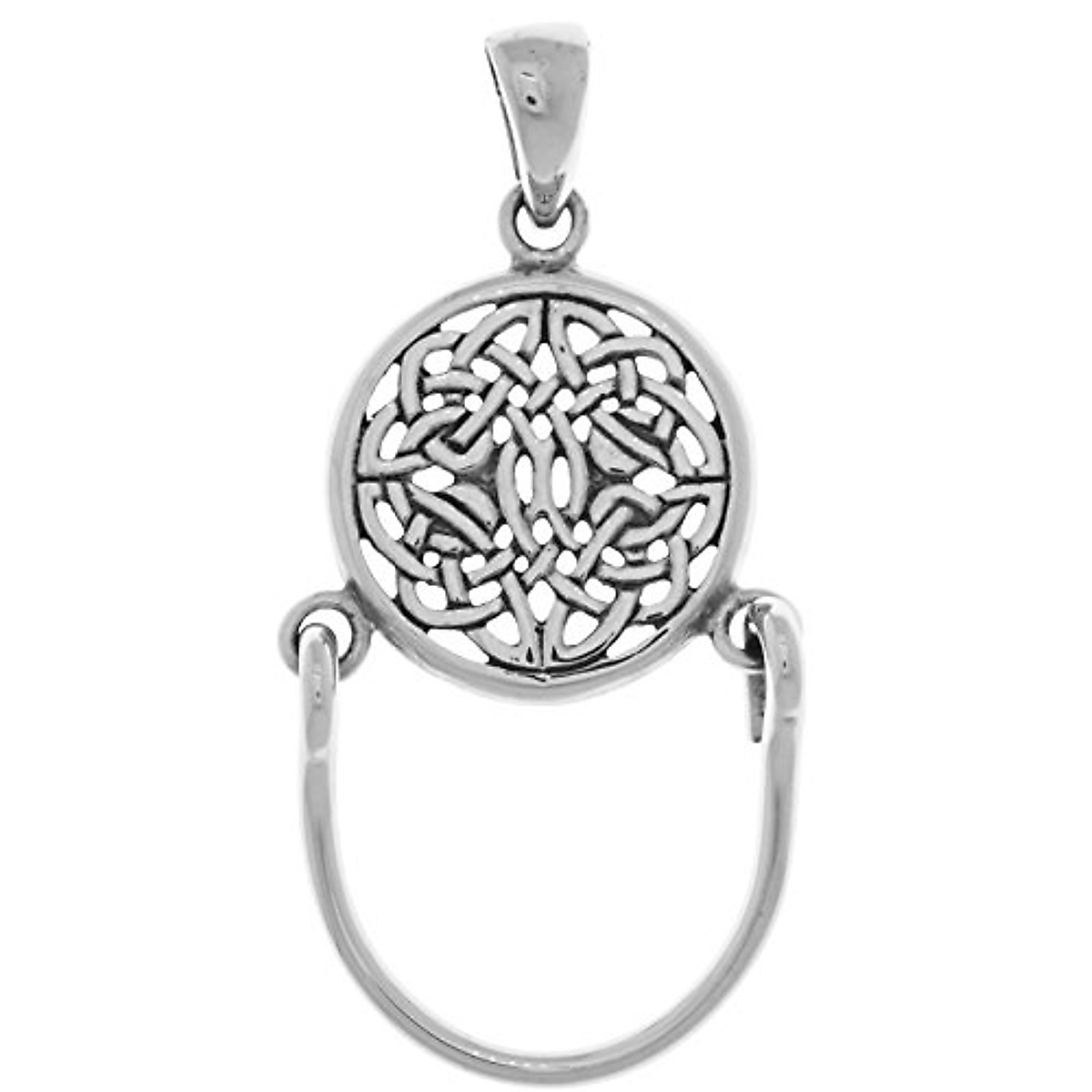 Jewelry Trends Sterling Silver Celtic Knotwork Charm Holder Round Pendant