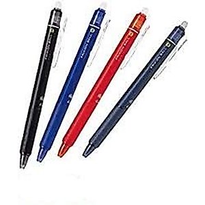 Pilot Frixion Ball Knock Click Retractable Erasable Gel Ink Pens,fine Point, - 0.5 Mm - Black,blue,red,blue Black Ink- Each 1 Pen- Value Set of 4