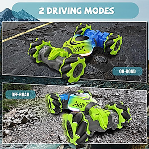 TIOYOTY Gesture Sensing RC Stunt Car with Lights Music, 4WD High Speed Gesture RC Car, 2.4Ghz Remote Control Watch Sensor 360° Rotating Drift, Ages 6-13 Kids Boys Girls Birthday Gift