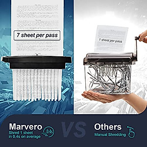Paper Shredder Without Basket, 7-Sheet Strip Cut Shredder for Office/Home Use, Mini Paper Shredder Also Shreds Name Card, Portable Shredder with Extendable Arm,Durable&Fast with Jam Proof