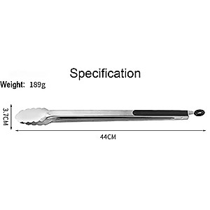 BBQ Tongs for Grilling, 17" Long Kitchen Cooking Stainless Steel Heavy Duty Locking Grill Tongs with Soft Grip Silicone Handle