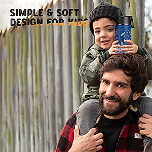 Mollcity 12 oz Stainless Steel Vacuum Insulated Wide Mouth Sports Water Bottle with Straw - Metal Water Flask for Kids for School, BPA-Free-Astronaut