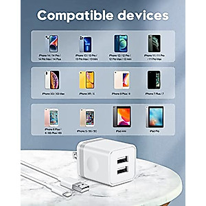 iPhone Charger [MFi Certified], LUOSIKE 2 X 10FT iPhone Charger Cord Long Charging Cable + 2-Pack Dual USB Wall Charger Block Cube Adapter Plug for iPhone 13 12 Pro Max 11 XS XR X 8 7 6 Plus SE, iPad
