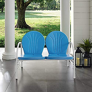 Crosley Furniture Griffith Metal Outdoor Loveseat, Sky Blue