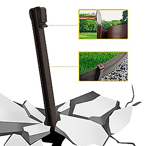 AUKAR Landscape Edging Coil - 33 feet Length, 3 inch Height, 10 Stakes Included, with Wood Grain - Terrace Board, Grass Barrier, Garden Borders (Brown)