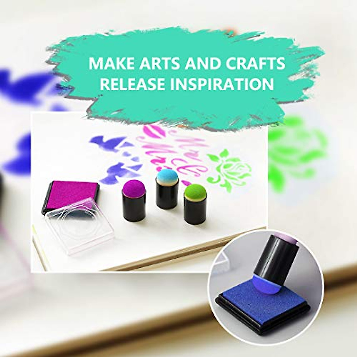 40 Pcs Finger Sponge Daubers with Storage Box for Painting Chalk Ink Card Making Drawing