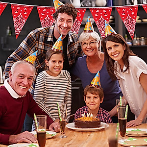 Waenerec Western Themed Party Decorations 6 Pack Red Bandana Pennant Banner Country Farm Cow Print Banner Flags Cowboy Baby Shower Decorations for Boy Rodeo Wild West Party Supplies