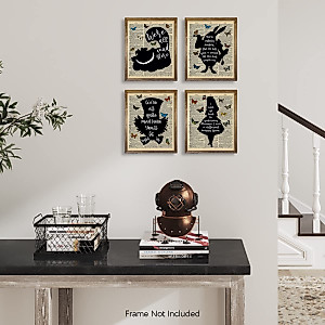 Alice in Wonderland Wall Art Decor - Cheshire Cat Mad Hatter White Rabbit - Alice Inspirational Saying Quote Poster Print - Motivational Wall Art for Alice Fans - Affirmation Gift for Women Teen Girl